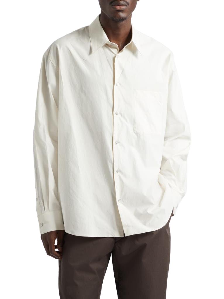 LEMAIRE regular fit cotton & silk button-up shirt